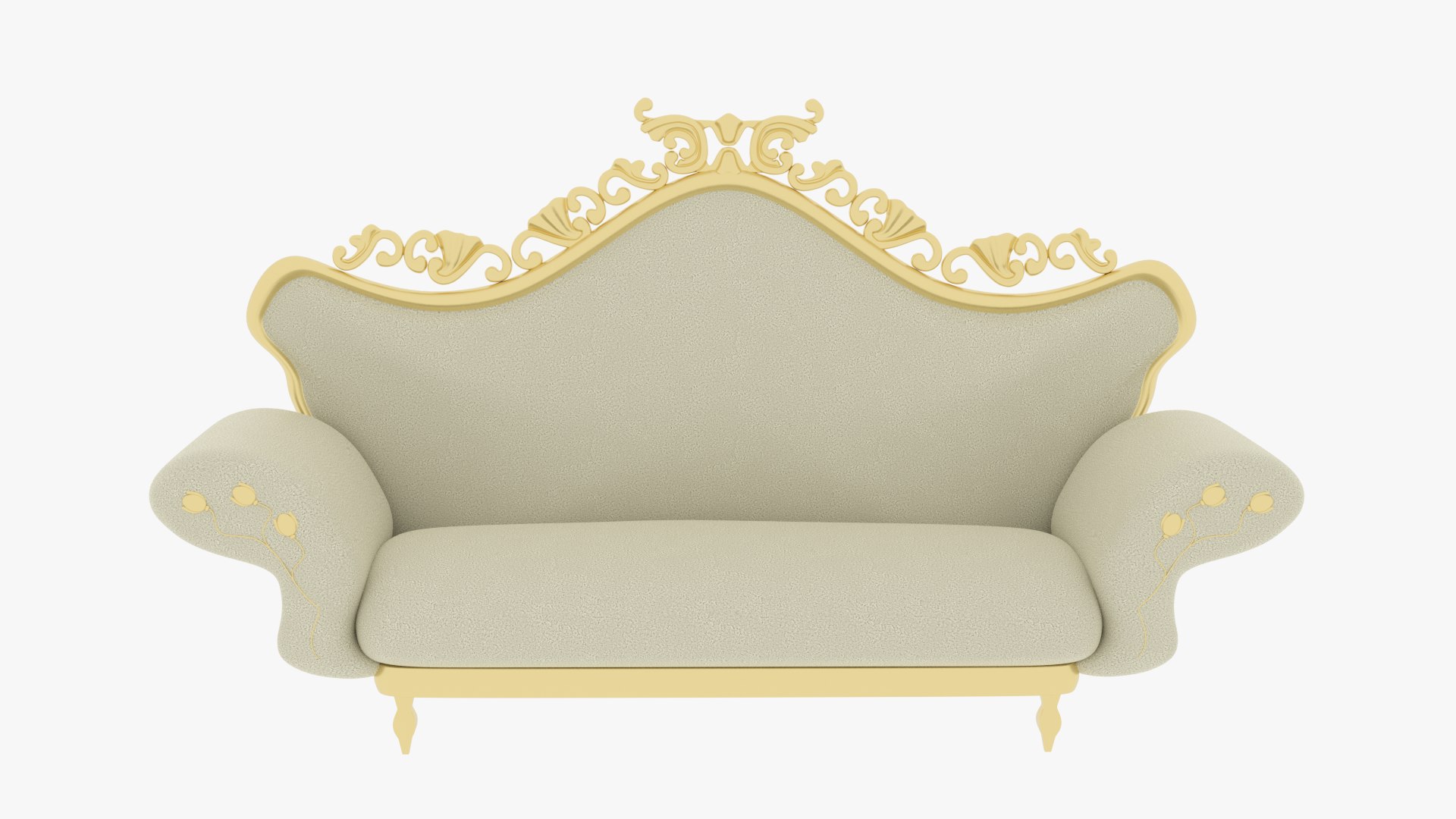 3D Model Victorian Couch White - TurboSquid 1799200