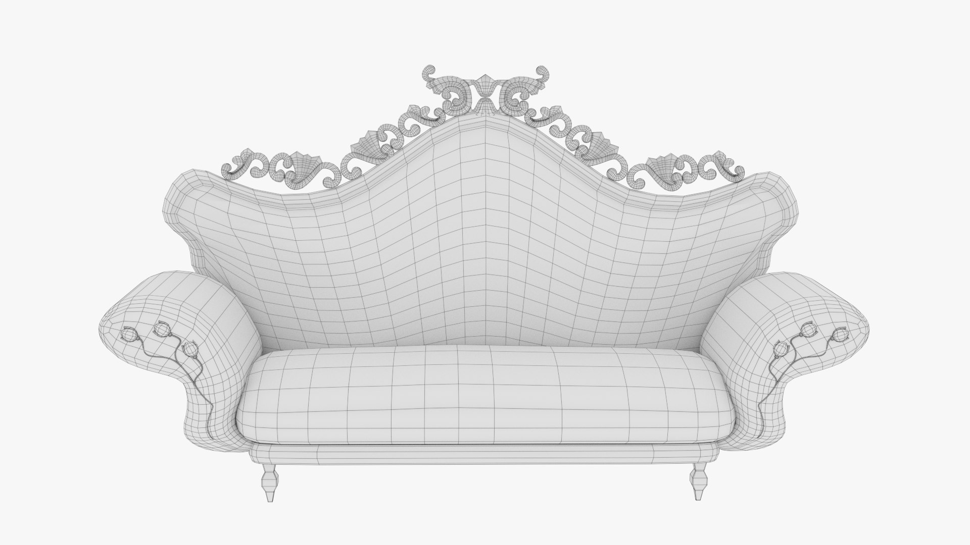 3D Model Victorian Couch White - TurboSquid 1799200