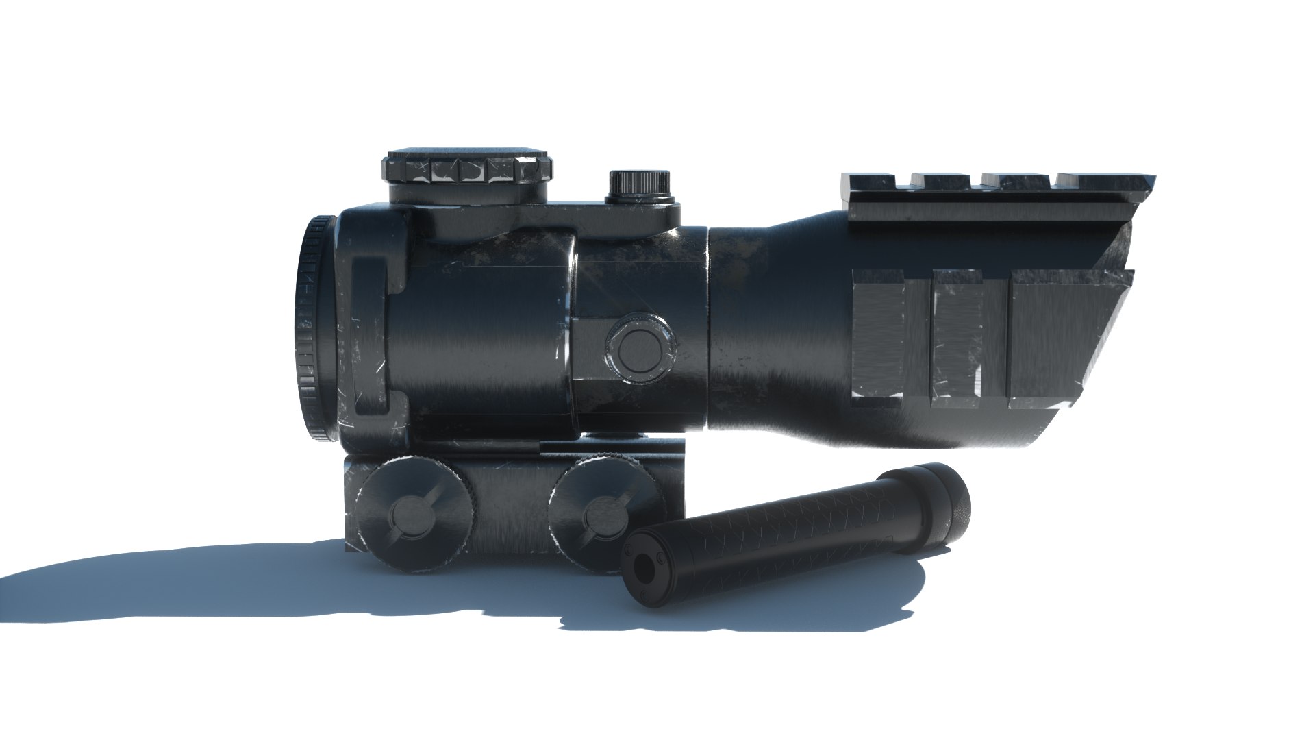 3D Weapon Set Collimator Scope And Silencer HP Model - TurboSquid 1794766