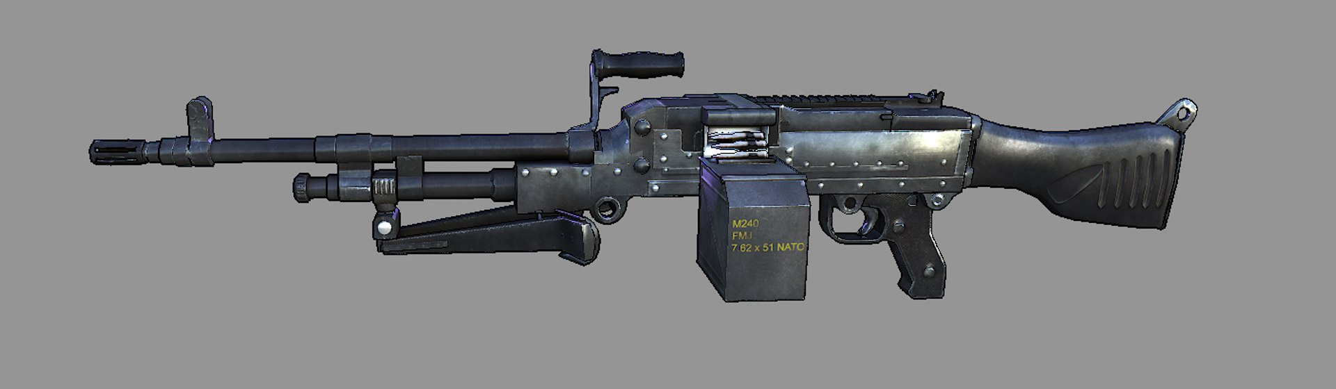 Gun M240 Machinegun 3d Model