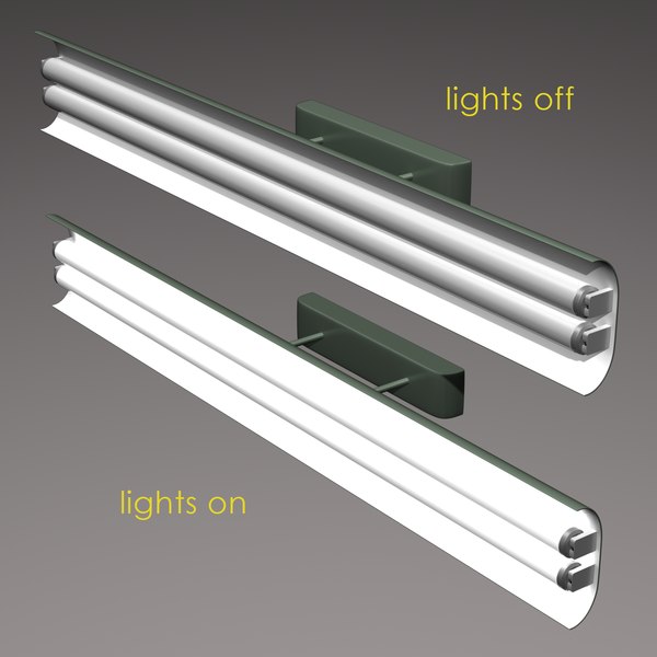 3d model vintage fluorescent light fixture