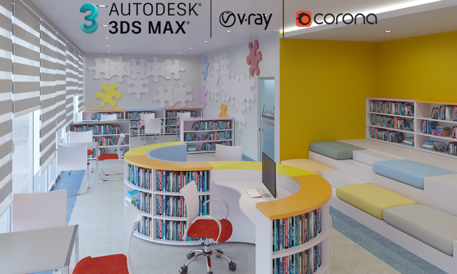 3D School Library Interior Design - TurboSquid 1705998