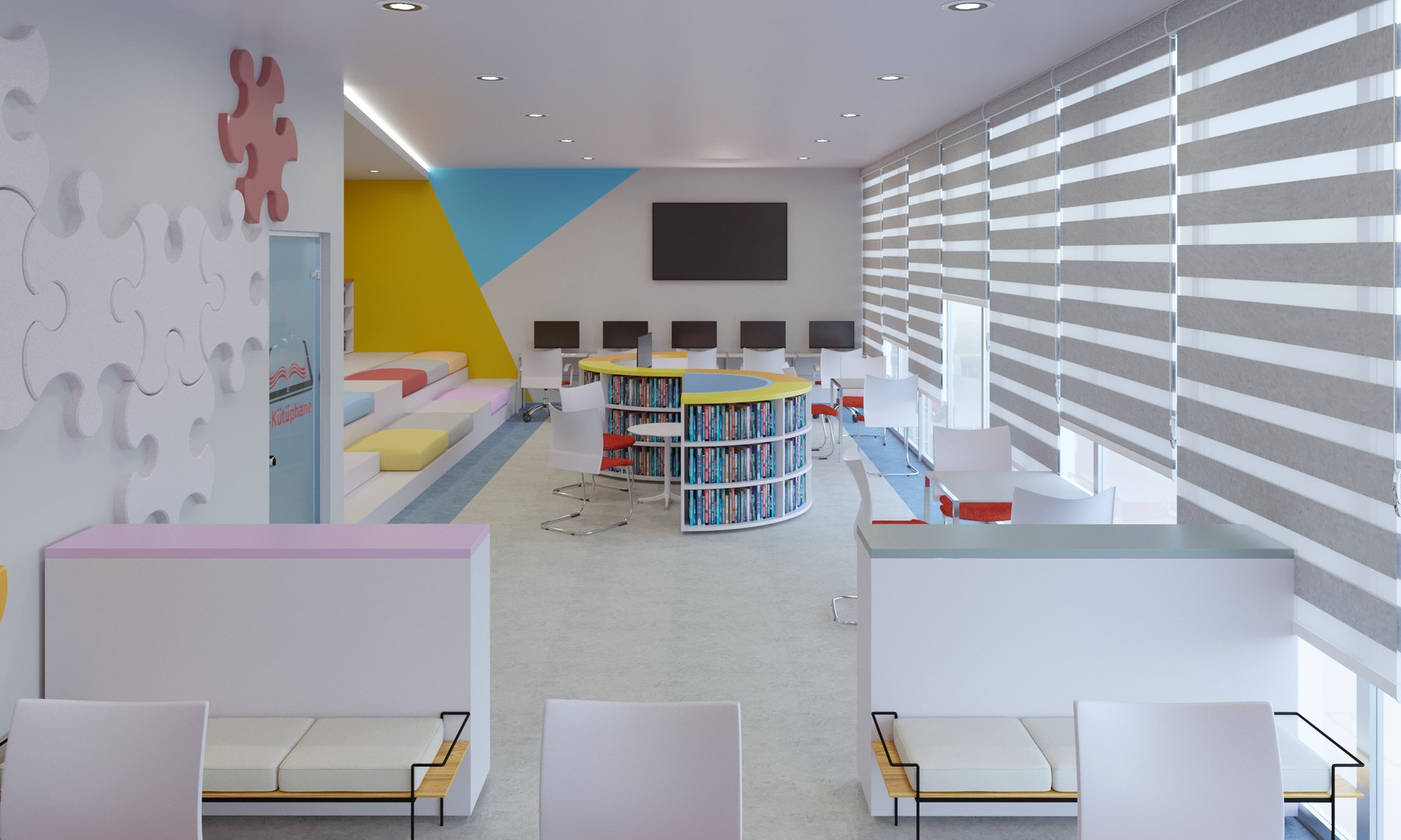 3D School Library Interior Design - TurboSquid 1705998