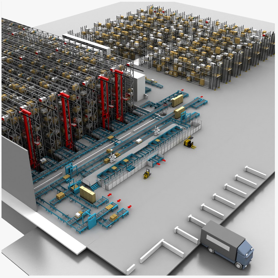 3D model warehouse conveyors cranes - TurboSquid 1465247