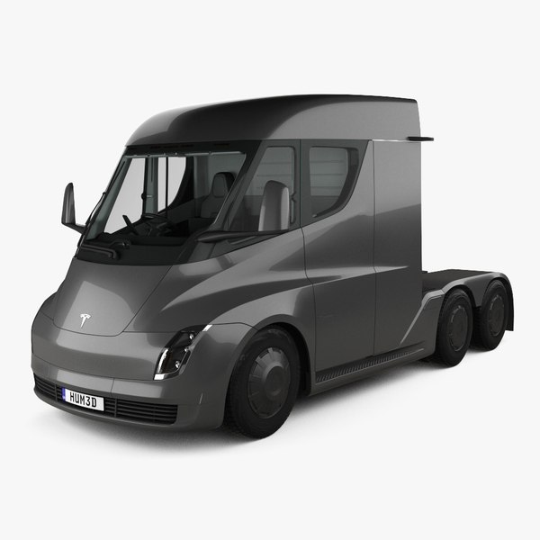 modelo 3d Tesla Semi Day Cab Tractor Truck with HQ interior and engine ...