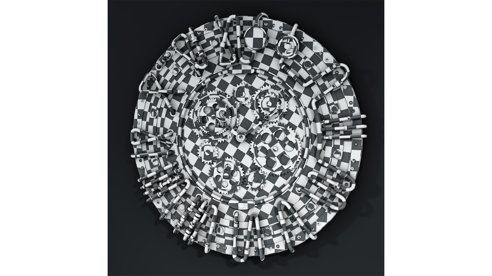 3D Model Steampunk Brass Conduit Wall Clock - TurboSquid 2301237