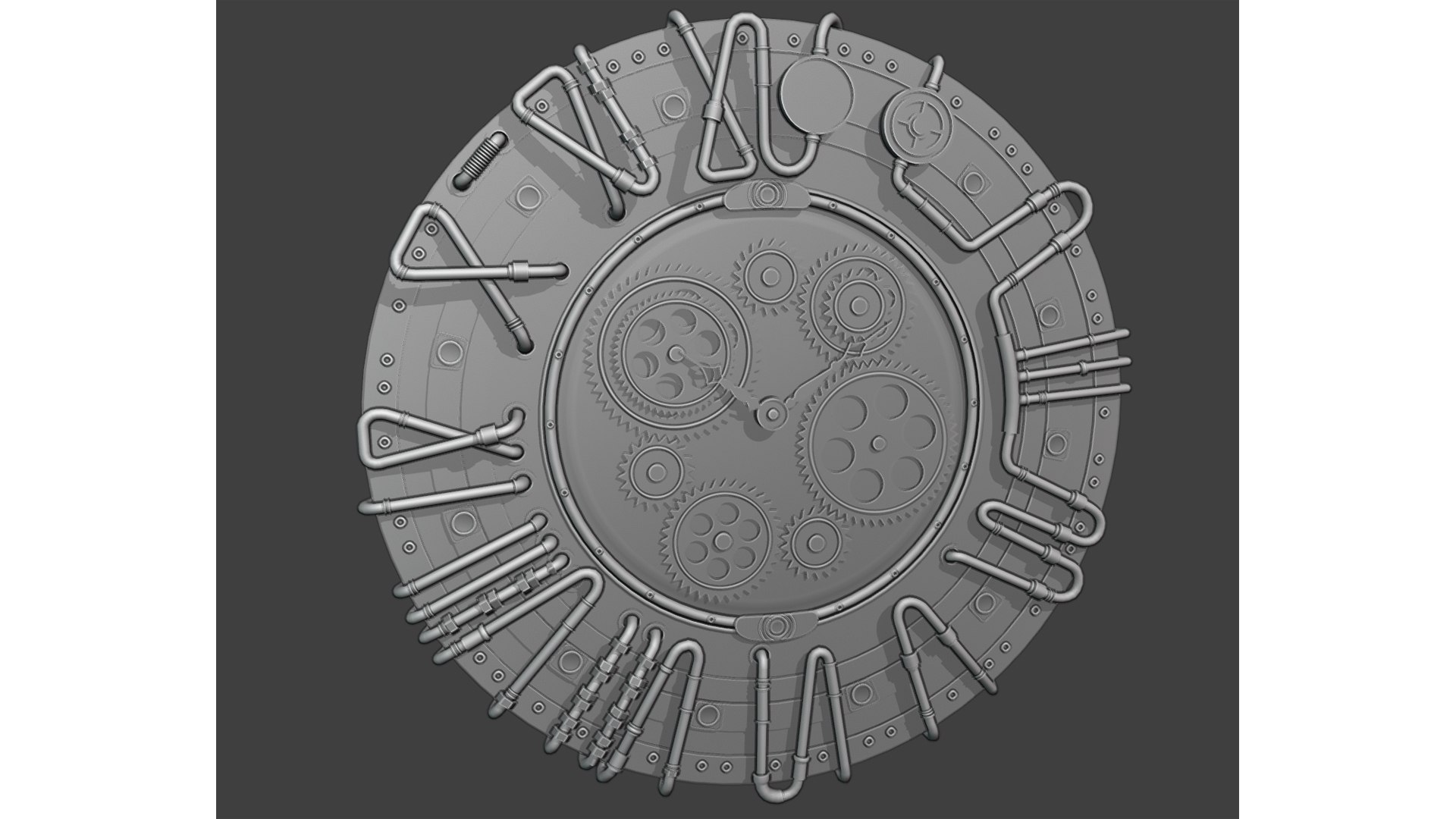 3D Model Steampunk Brass Conduit Wall Clock - TurboSquid 2301237