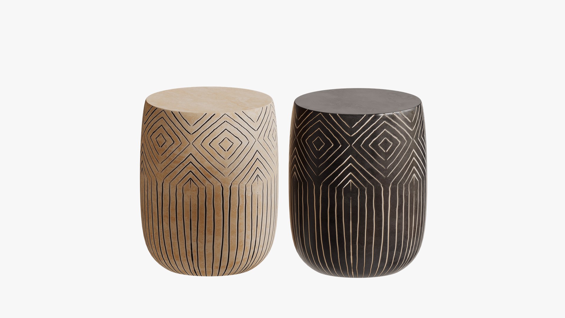Zoya Geometric Striped Ceramic Stool 3D - TurboSquid 2363477