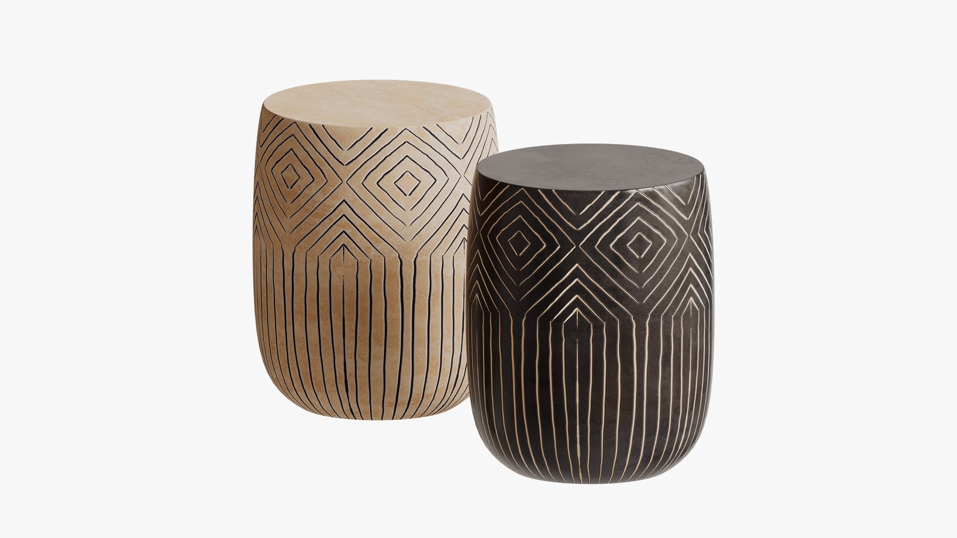 Zoya Geometric Striped Ceramic Stool 3D - TurboSquid 2363477