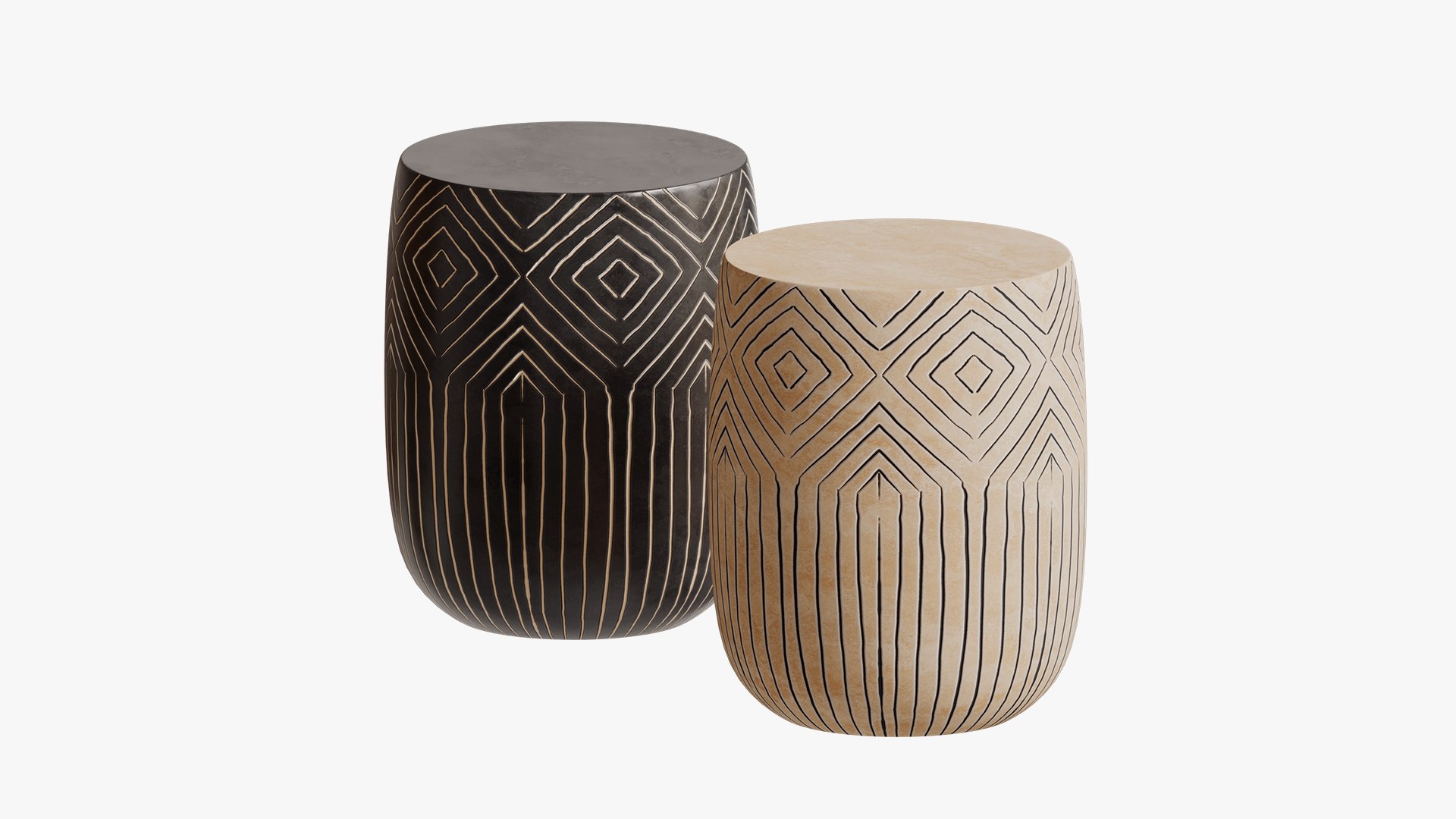 Zoya Geometric Striped Ceramic Stool 3D - TurboSquid 2363477