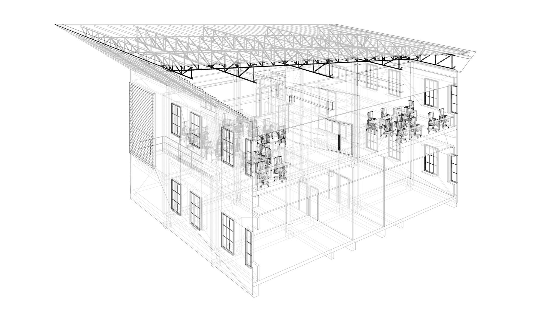 Office In Section Cut 3D Model - TurboSquid 2071379