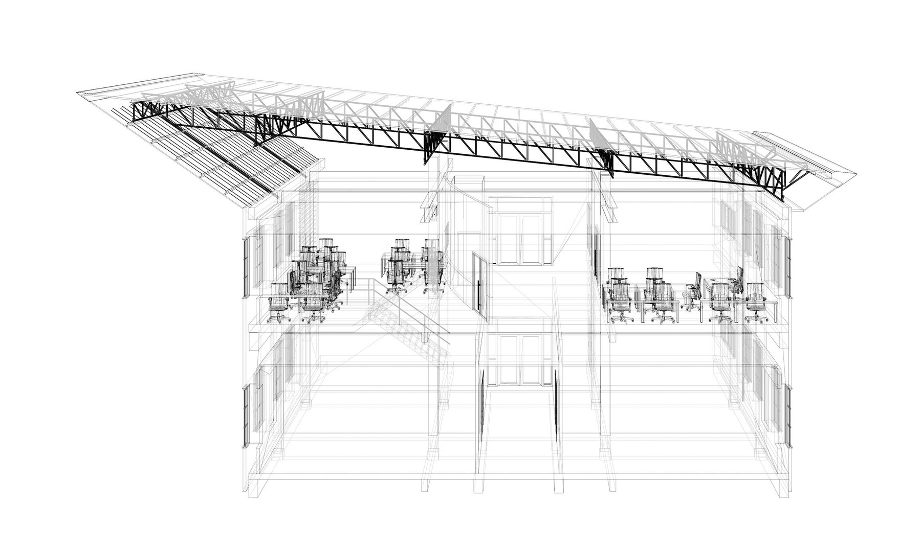 Office In Section Cut 3D Model - TurboSquid 2071379