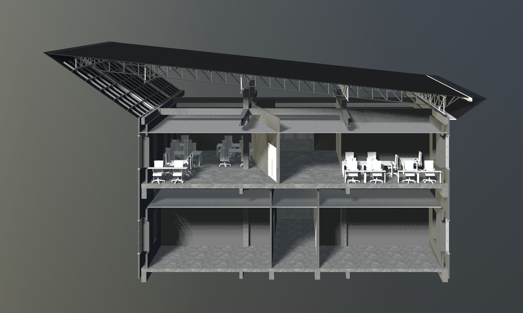 Office In Section Cut 3D Model - TurboSquid 2071379
