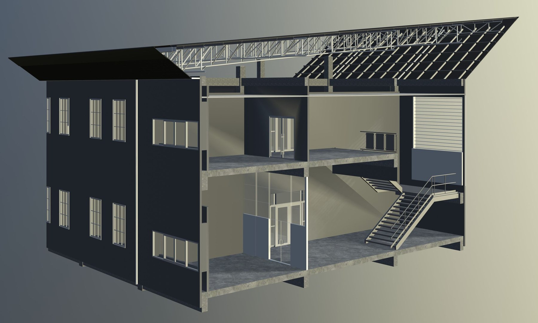 Office In Section Cut 3D Model - TurboSquid 2071379