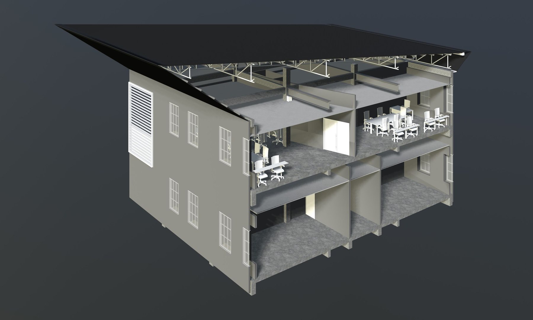 Office In Section Cut 3D Model - TurboSquid 2071379