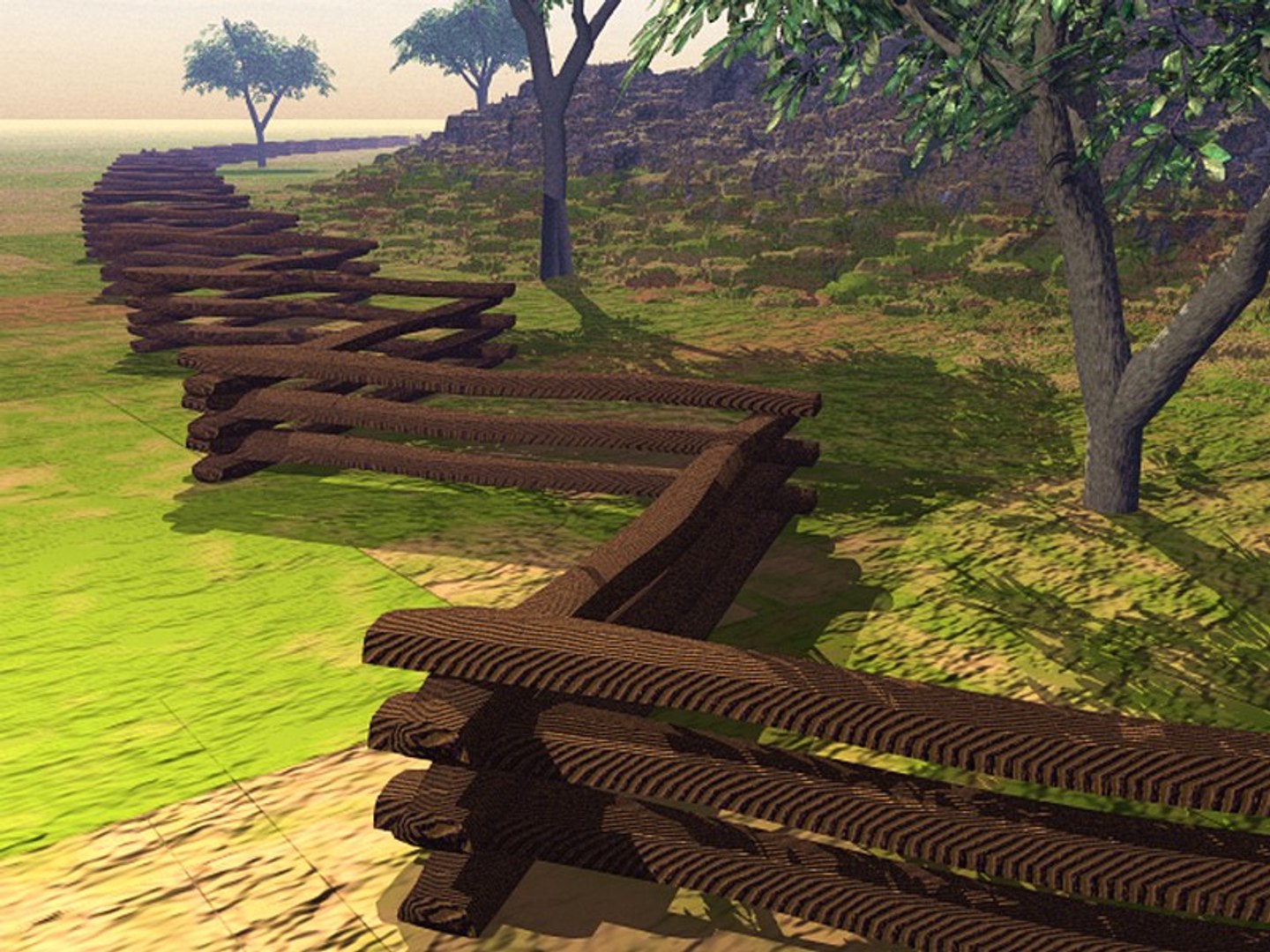Colonial Stacked Split Rail Fence 3d Model