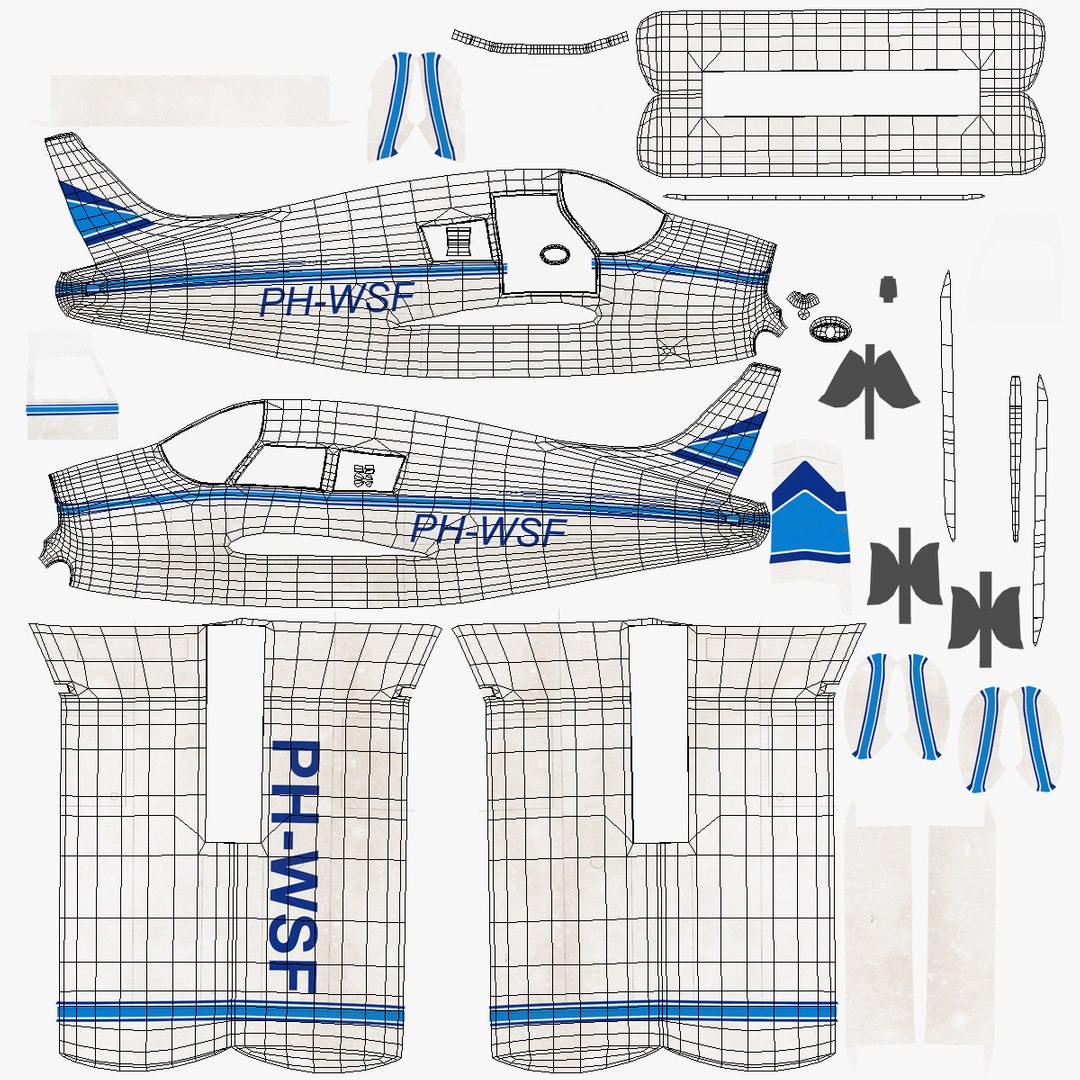 3d Civil Utility Aircraft Piper Model