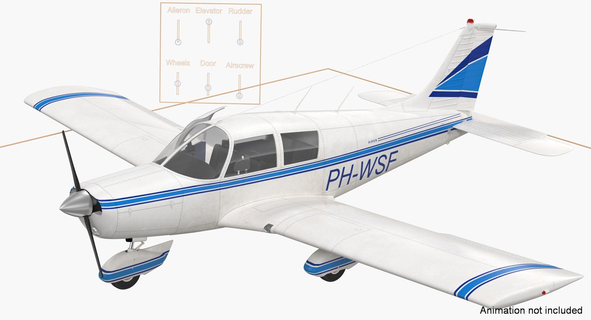 3d Civil Utility Aircraft Piper Model