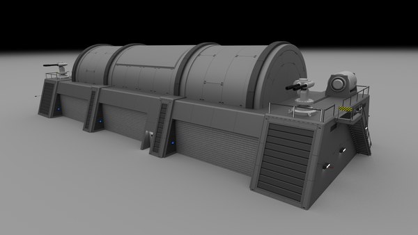 futuristic military barracks building 3d model