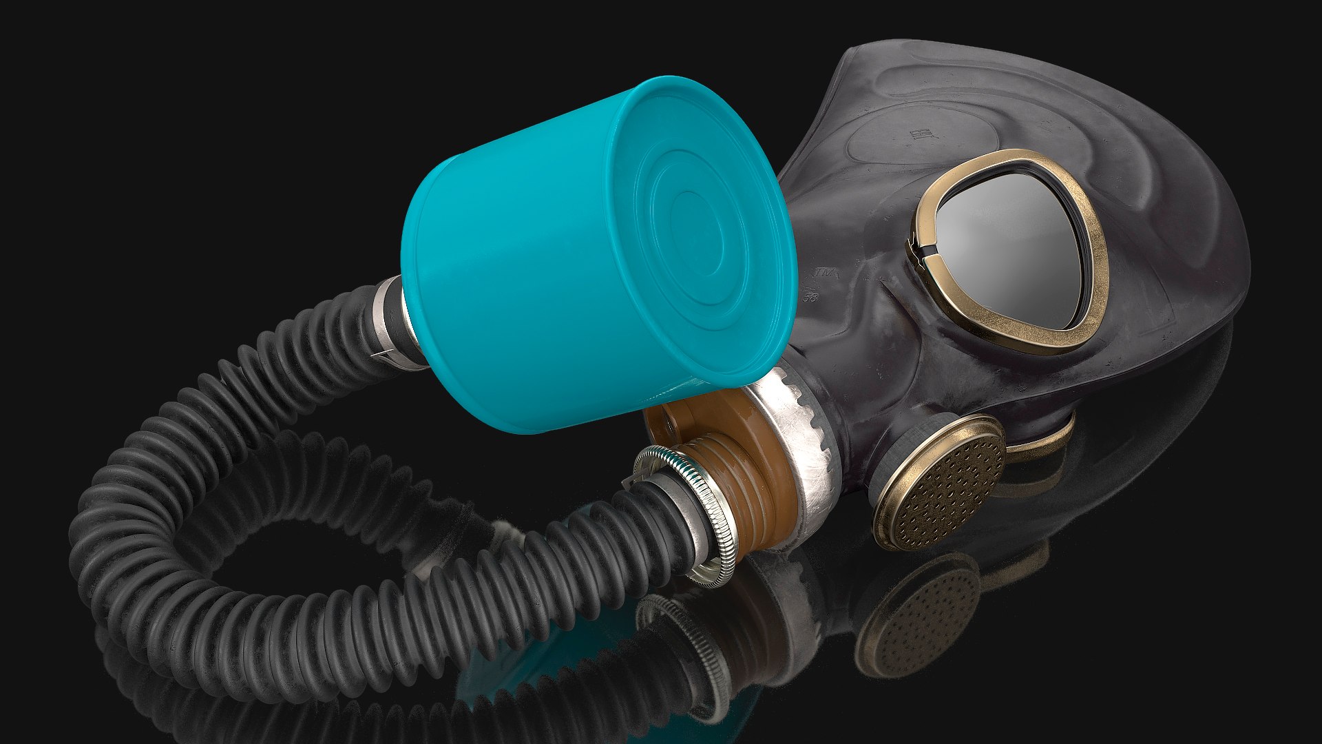 3D Black Rubber Gas Mask - TurboSquid 1572731