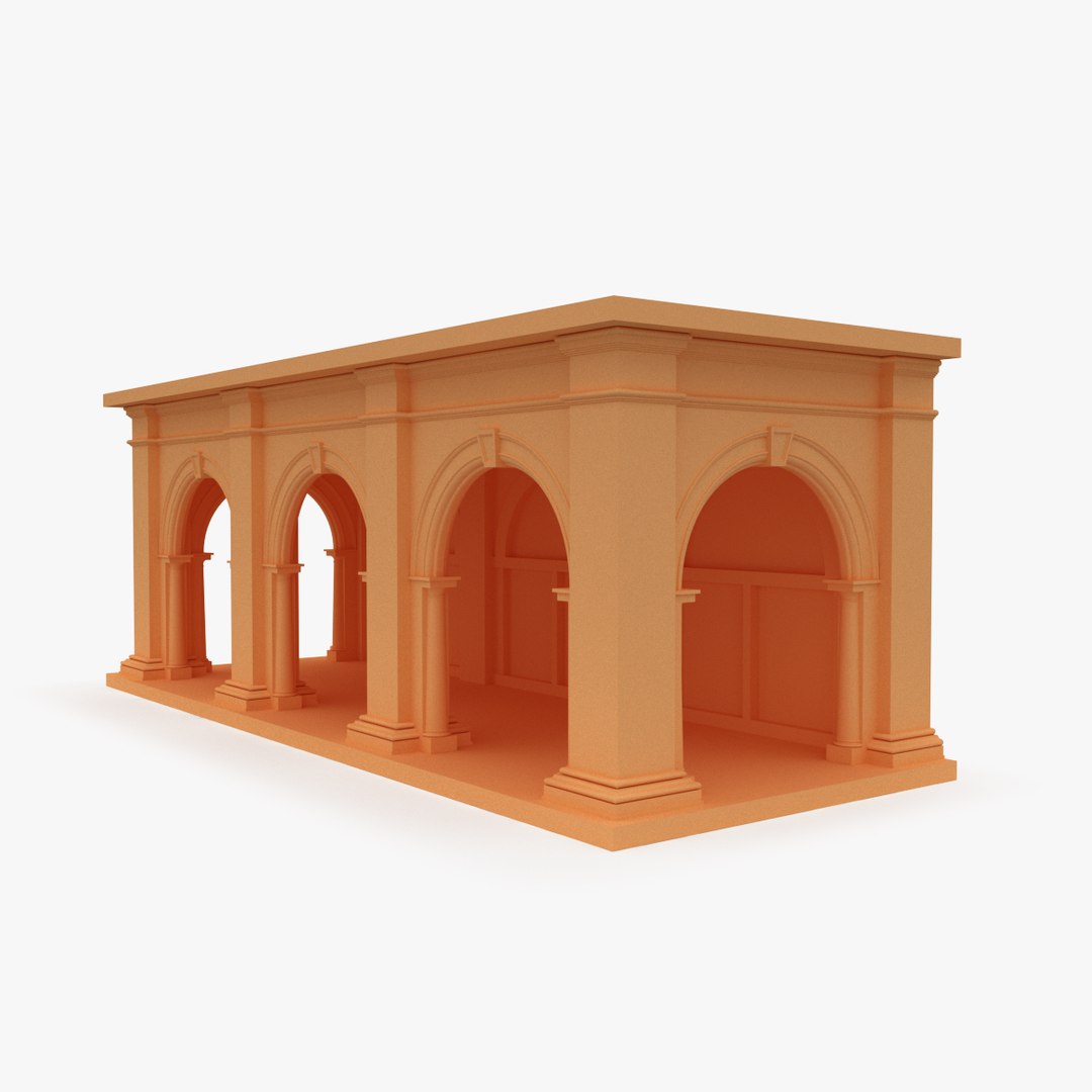 3D Building Front - 3 Arch sections 008 model - TurboSquid 2029748