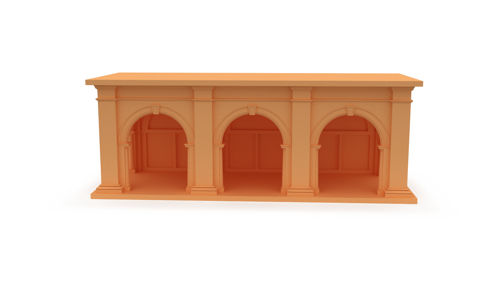 3D Building Front - 3 Arch Sections 008 Model - TurboSquid 2029748