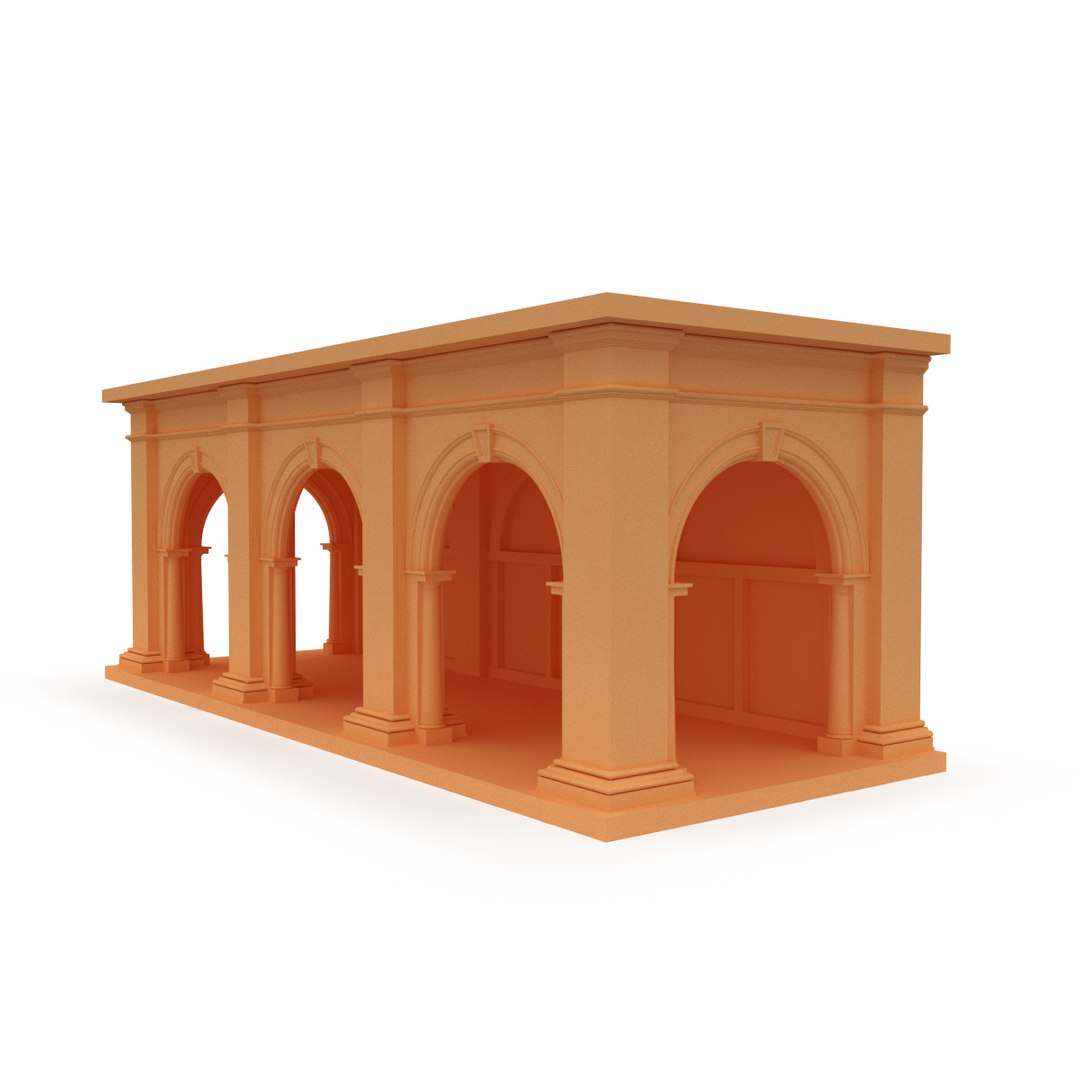 3D Building Front - 3 Arch Sections 008 Model - TurboSquid 2029748