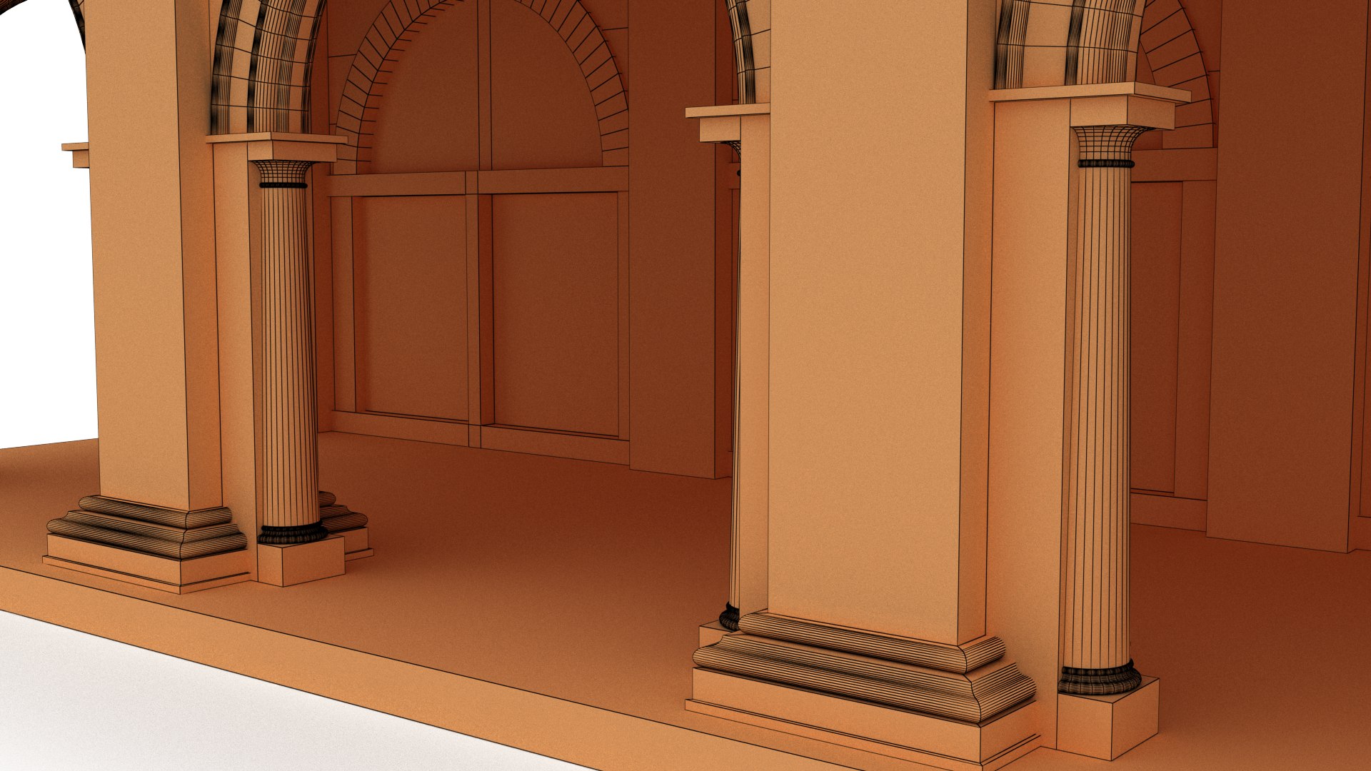 3D Building Front - 3 Arch Sections 008 Model - TurboSquid 2029748