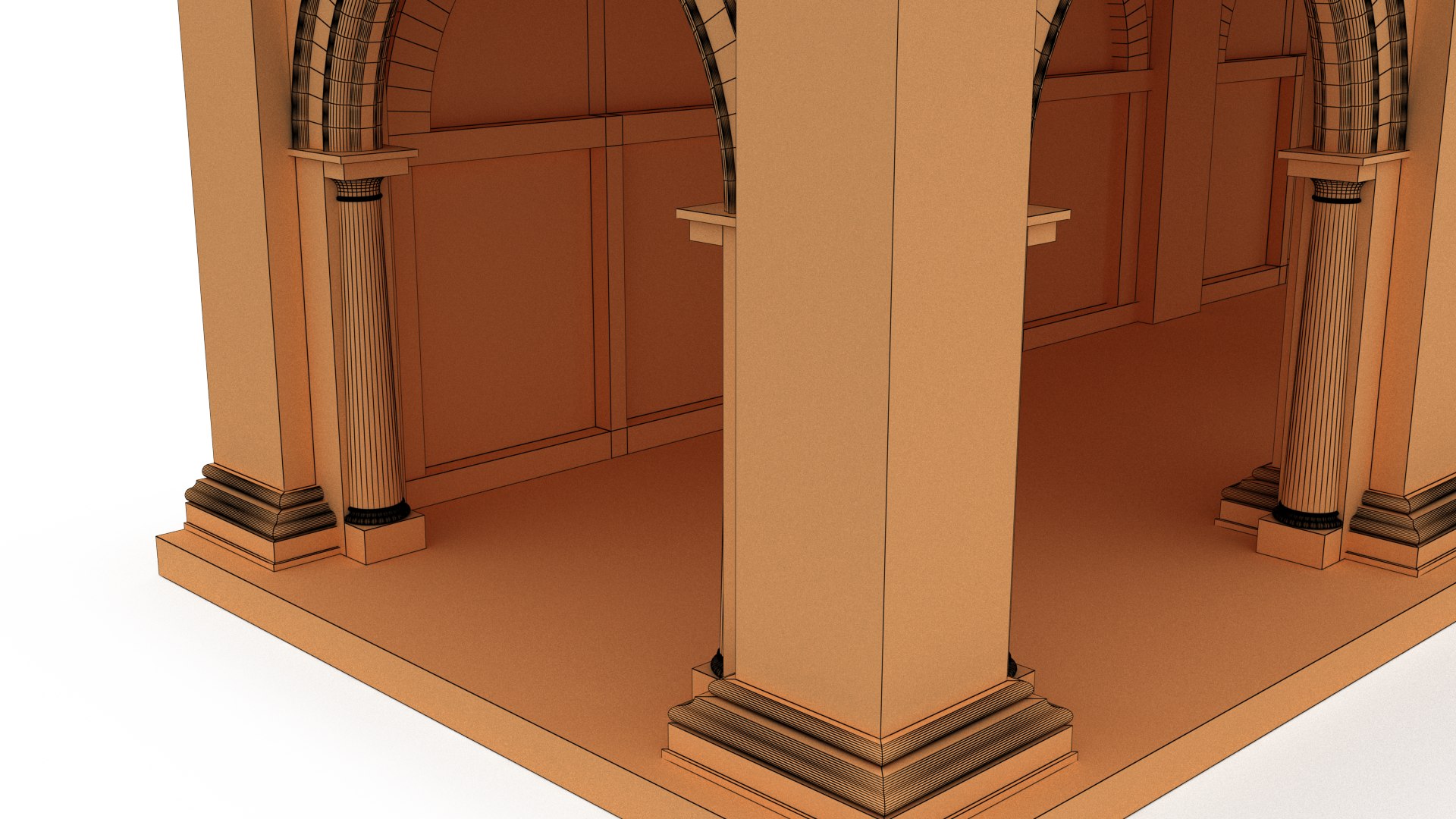 3D Building Front - 3 Arch Sections 008 Model - TurboSquid 2029748