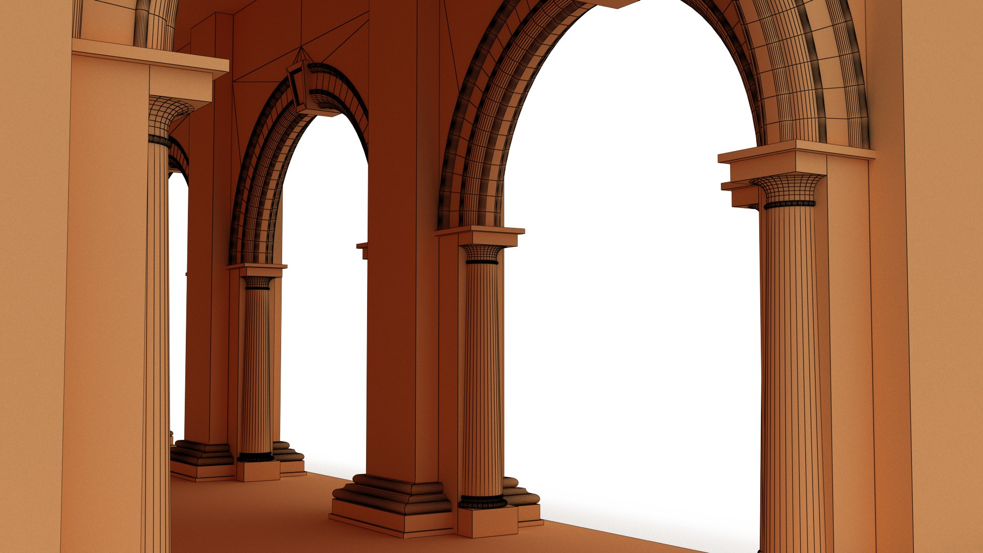 3D Building Front - 3 Arch Sections 008 Model - TurboSquid 2029748