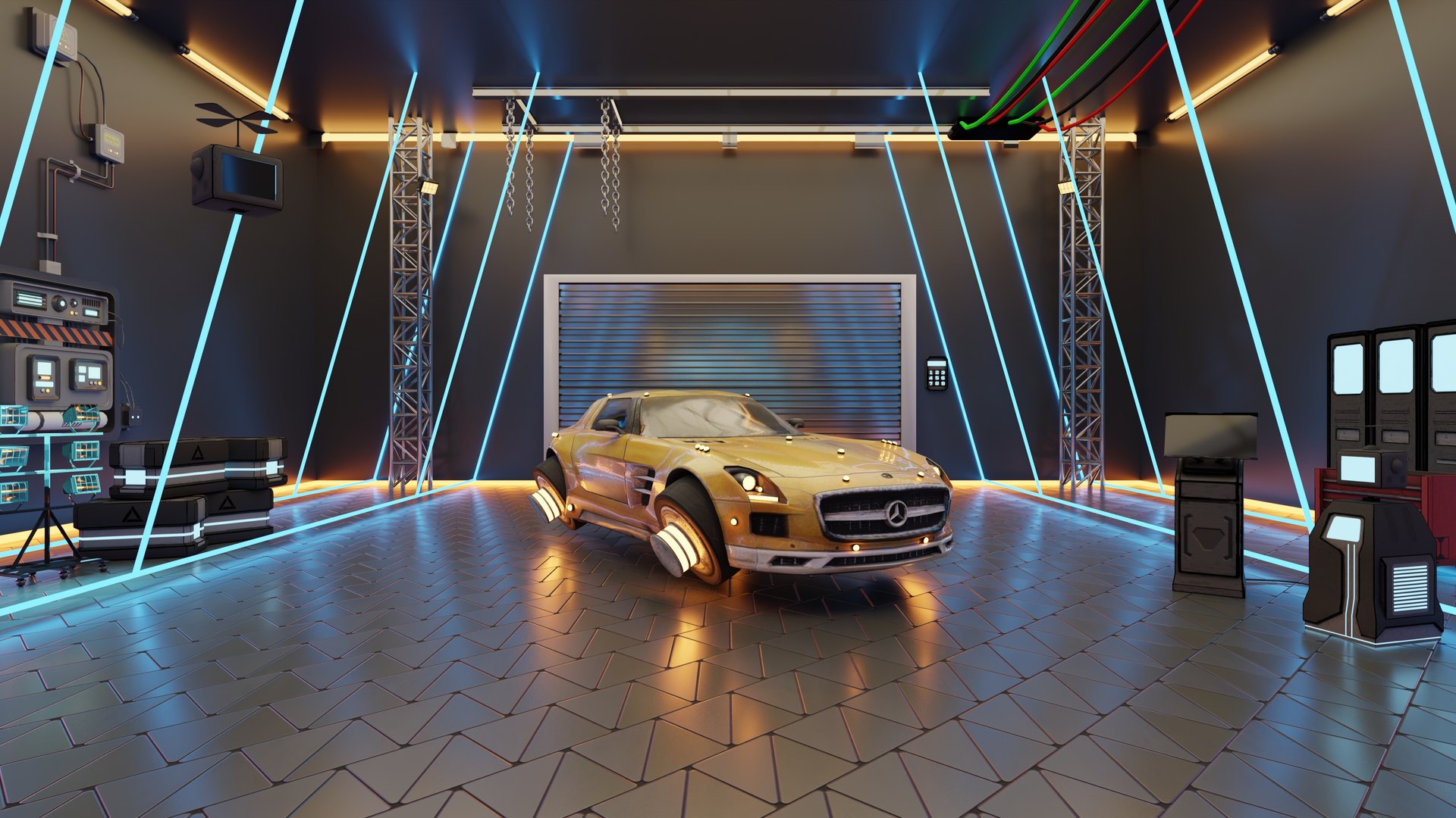 3D Futuristic Car Reveal Garage Scene Model - TurboSquid 2306011