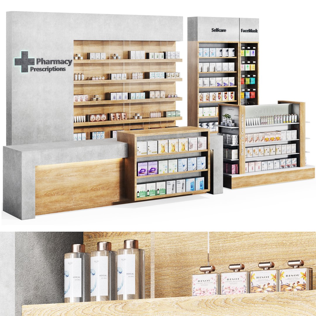 3D Model Pharmacy Drugstore Showcase02 - TurboSquid 2348768