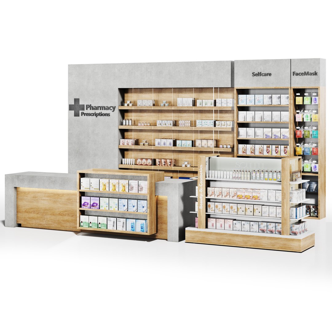 3D Model Pharmacy Drugstore Showcase02 - TurboSquid 2348768