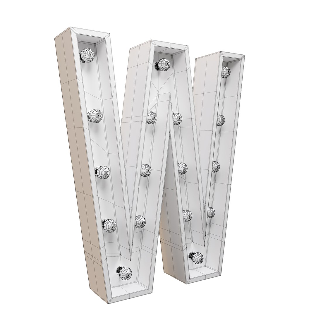 3D Marquee Letter W Light Bulb Wooden Glow Sign - TurboSquid 1974658