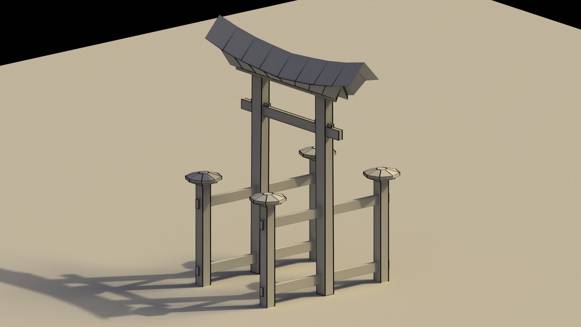 3D Model Low Poly Japanese Torii 2 - TurboSquid 2102719