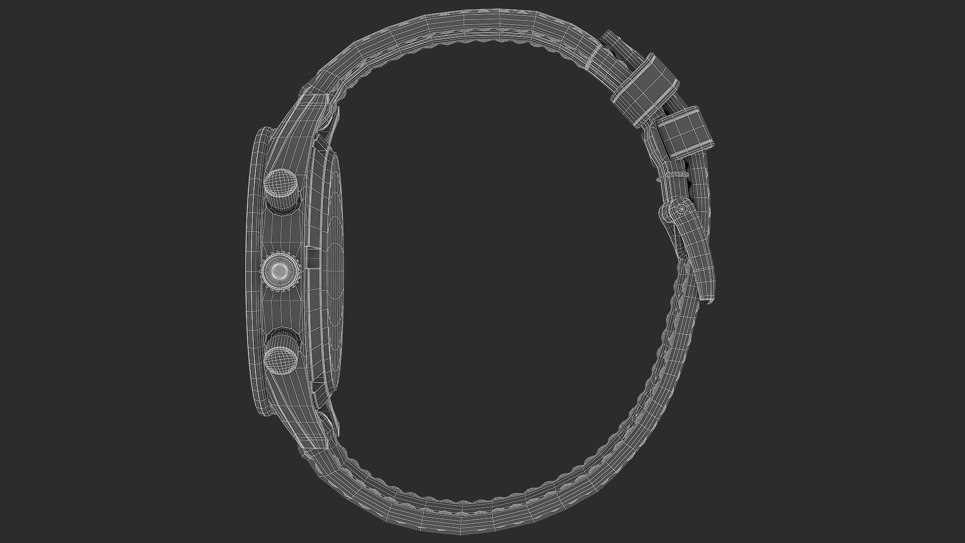 Chronometer Watch Closed Leather Bracelet White Dial 3D model ...