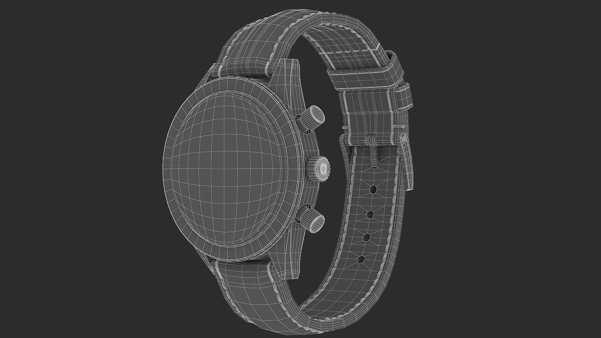 Chronometer Watch Closed Leather Bracelet White Dial 3D model ...