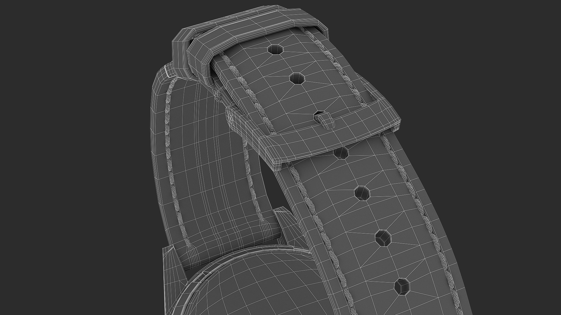 Chronometer Watch Closed Leather Bracelet White Dial 3D model ...