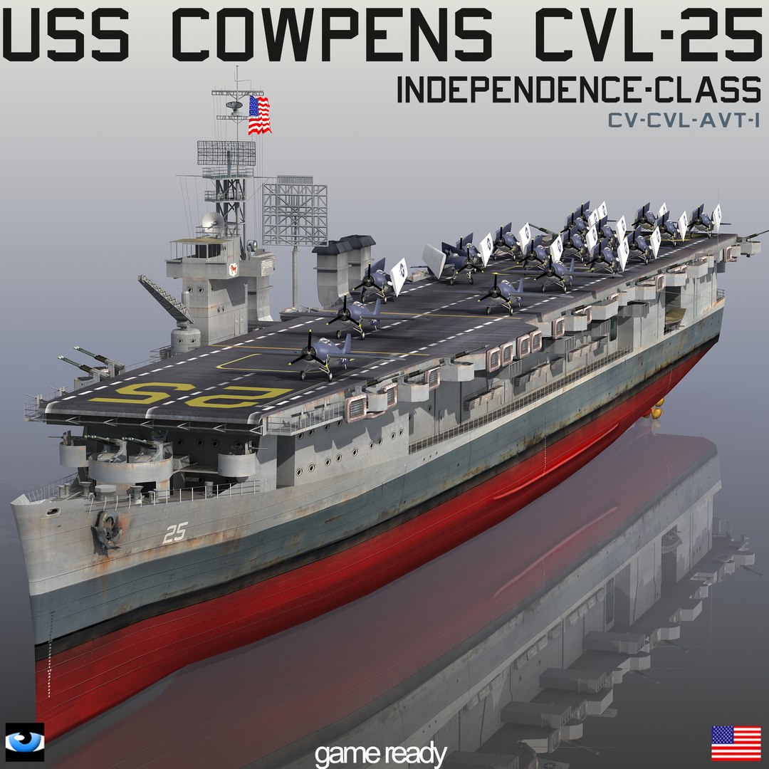 USS Cowpens CVL-25 The Mighty Moo 3D model - TurboSquid 2081282