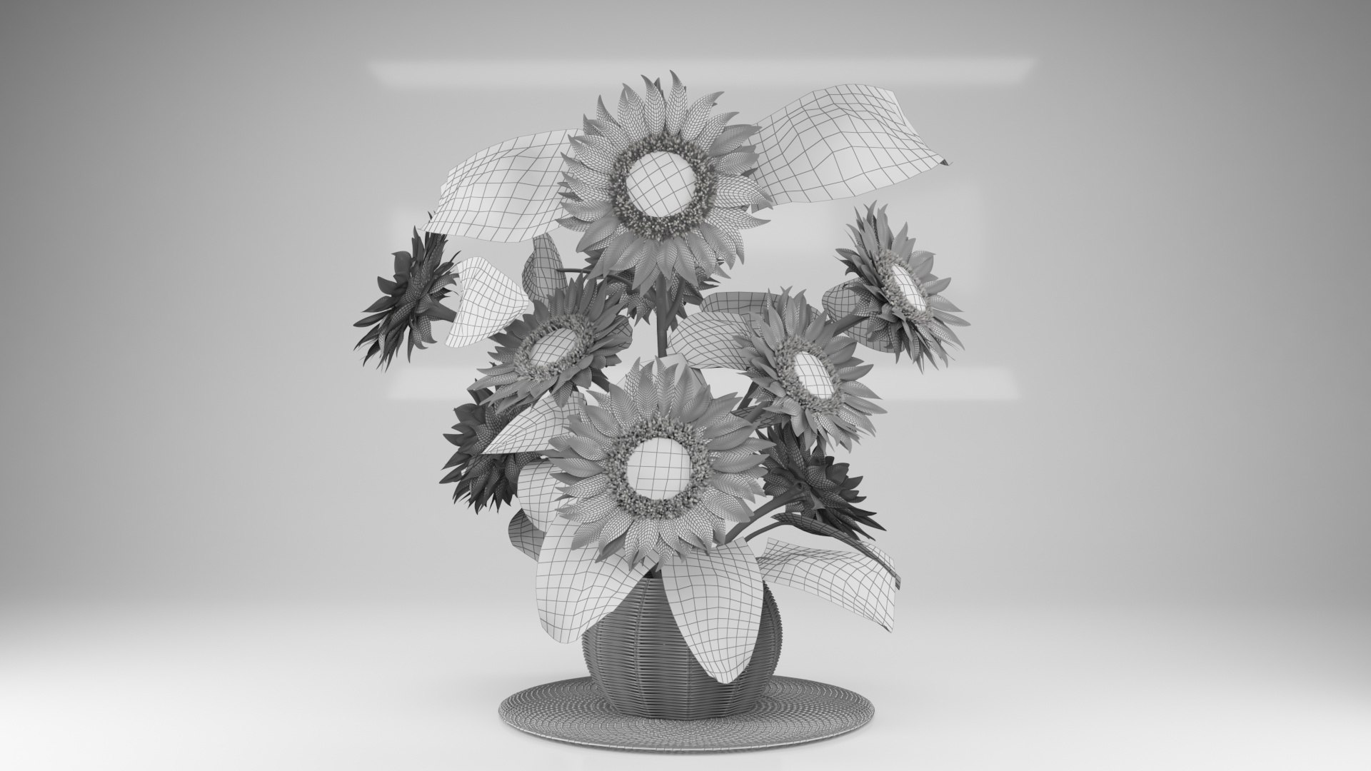 3D Sunflowers in a basket model - TurboSquid 2183805