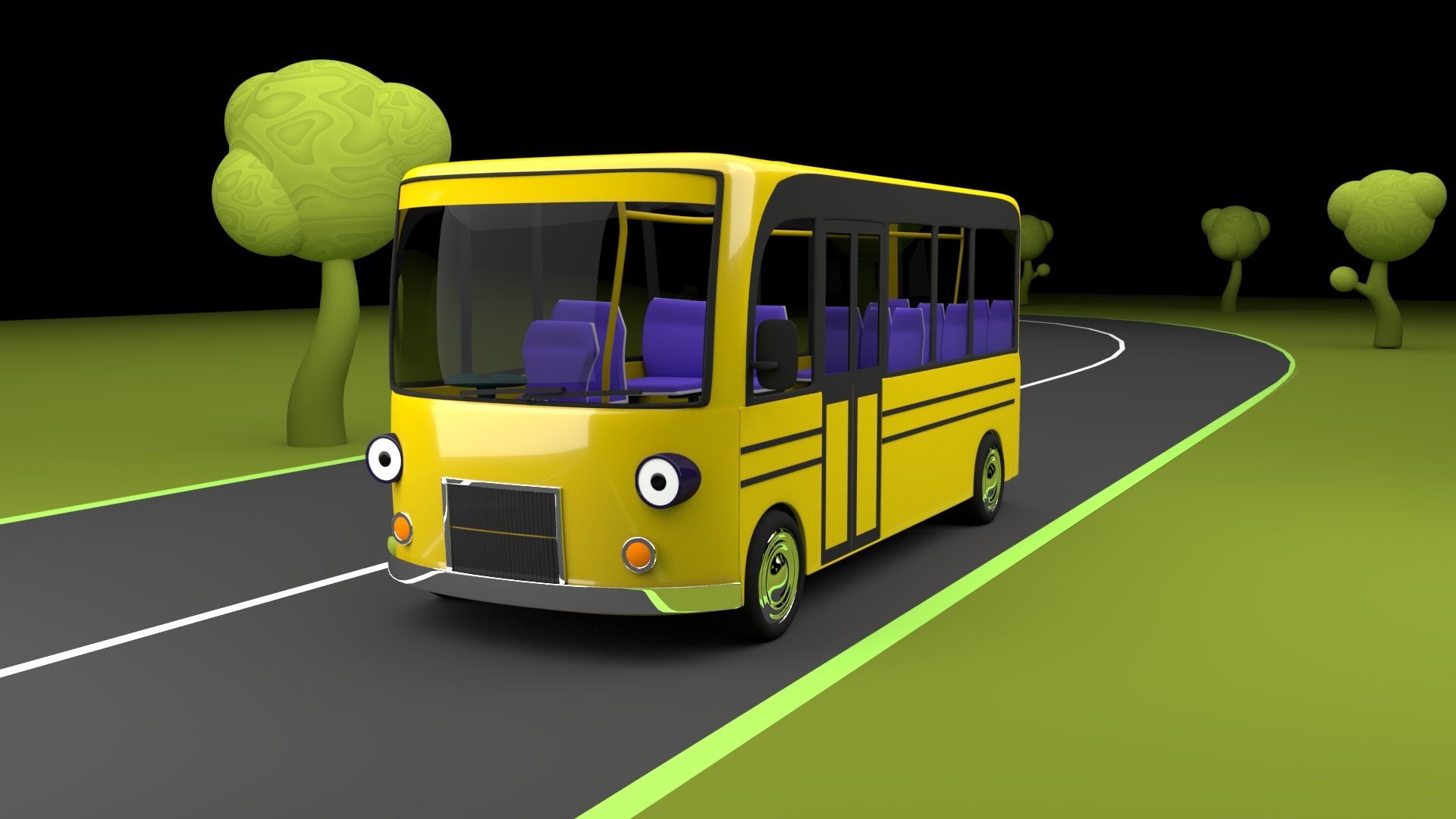 Cartoon Bus 3D Model - TurboSquid 1397563