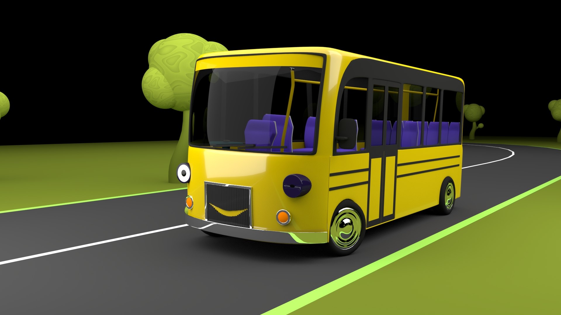 Cartoon Bus 3D Model - TurboSquid 1397563