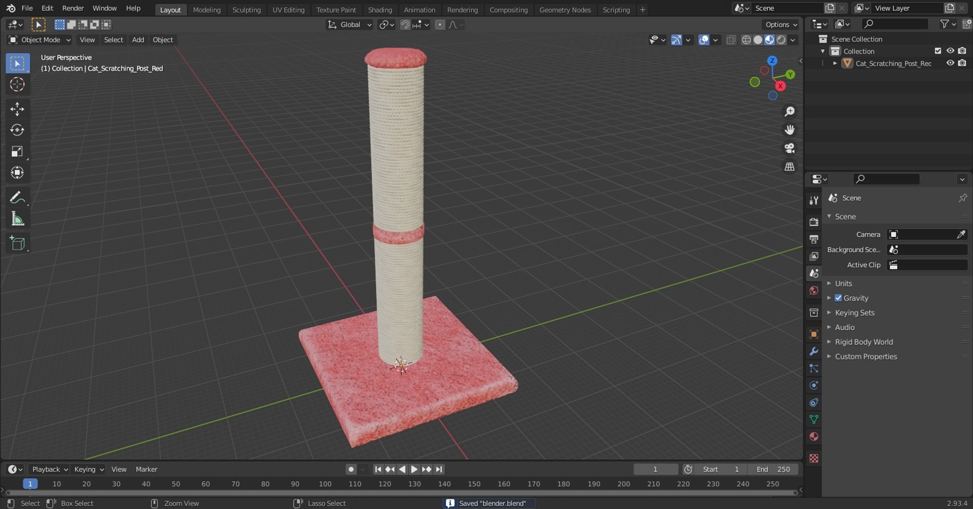3D Cat Scratching Post Red model - TurboSquid 1817821