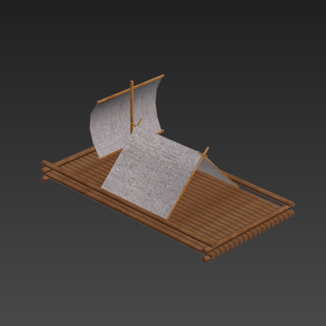 3D Model Wooden Raft - TurboSquid 1512370