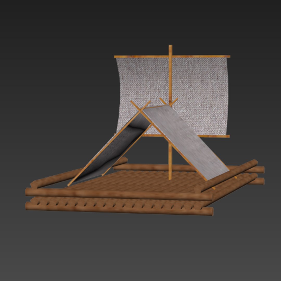 3D Model Wooden Raft - TurboSquid 1512370