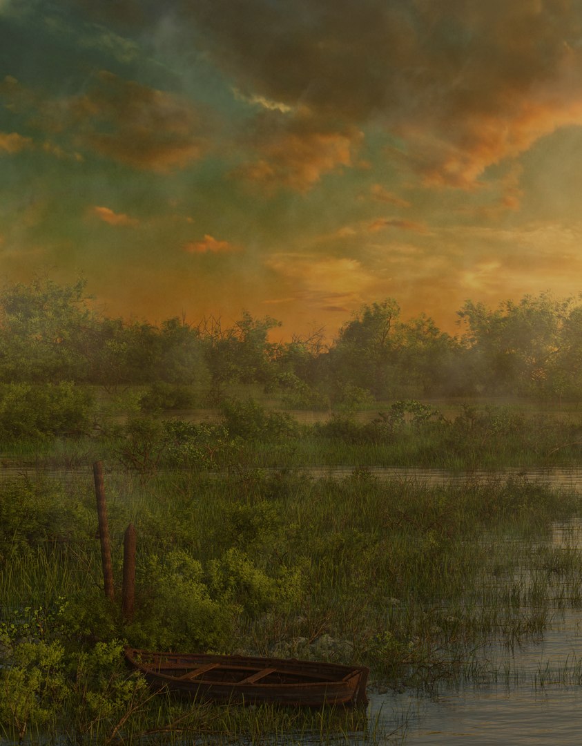 Sunset Swamp Environment 3D Model - TurboSquid 2150978