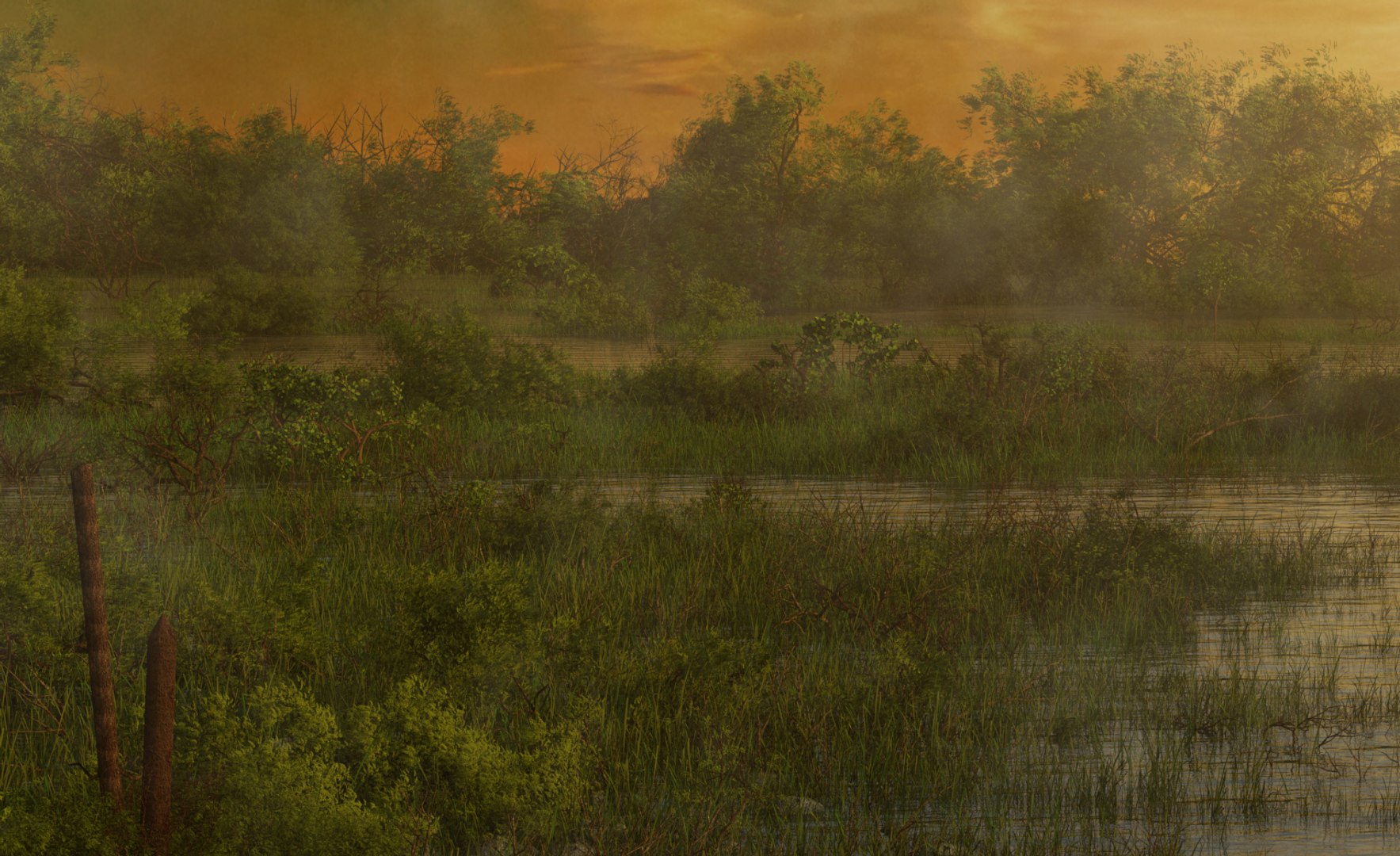 Sunset Swamp Environment 3D Model - TurboSquid 2150978