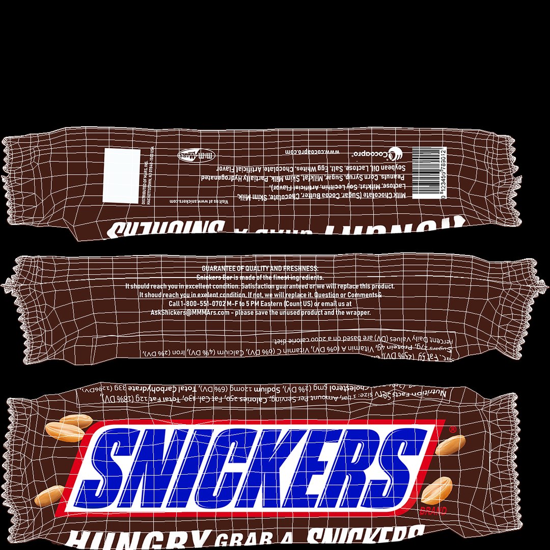 Snickers Chocolate Bar 3D Model - TurboSquid 1418888