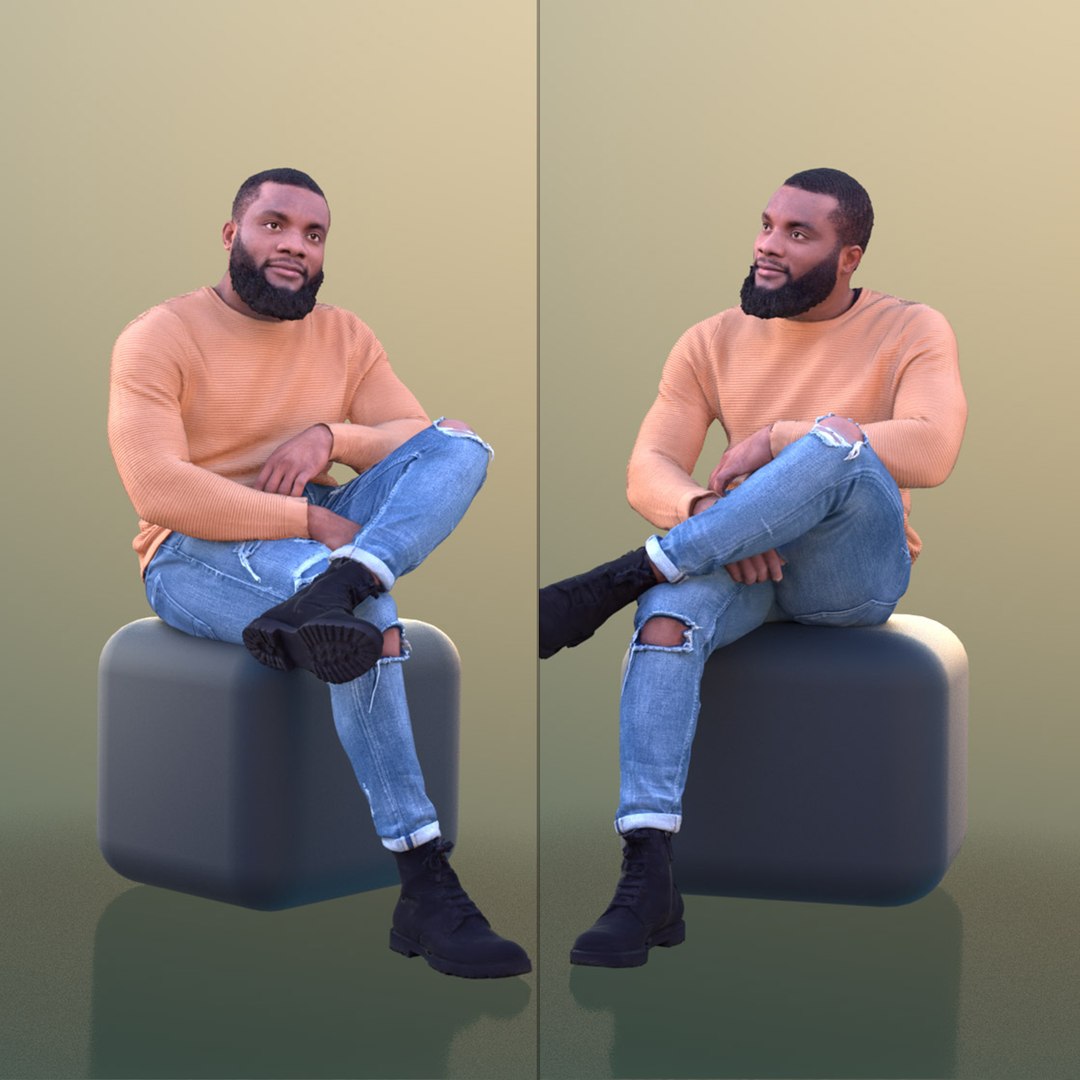 10638 Gabriel - Black Casual Man Sitting 3D Model - TurboSquid 1804996