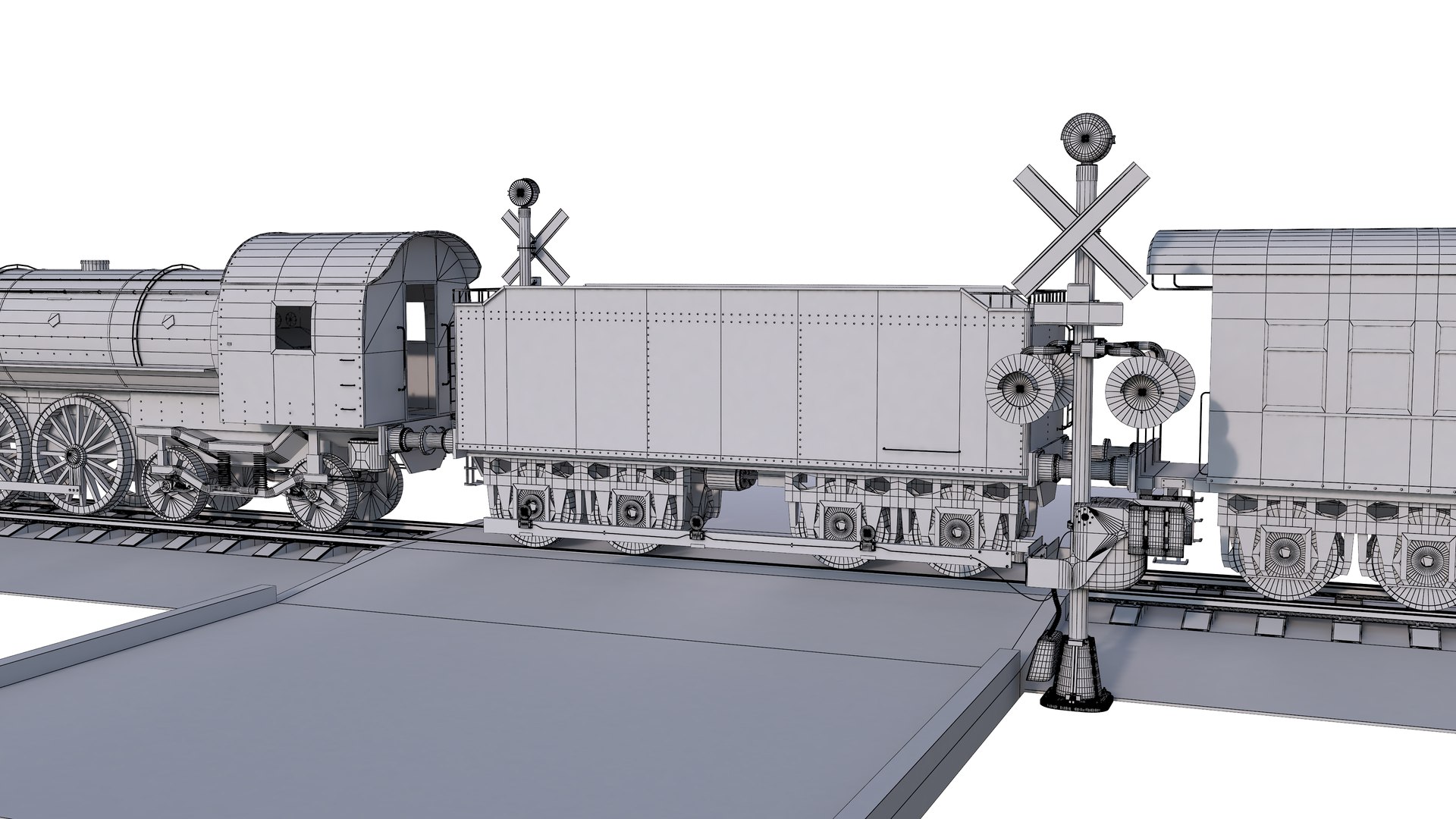 3D Model Railroad Crossing With Rails - TurboSquid 1985462